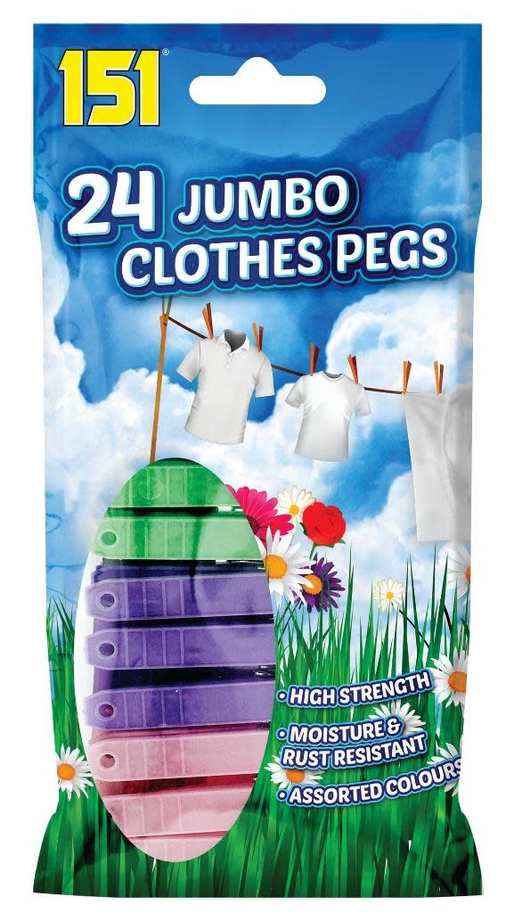 Jumbo Clothes Pegs 24pk - Clock’s Home and Garden
