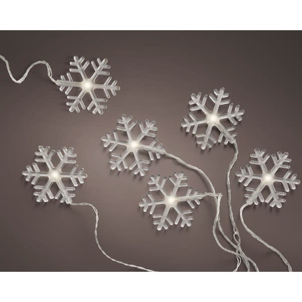 Snow Flake 8 LED Warm White Battery Lighting with timer - Clock’s Home ...