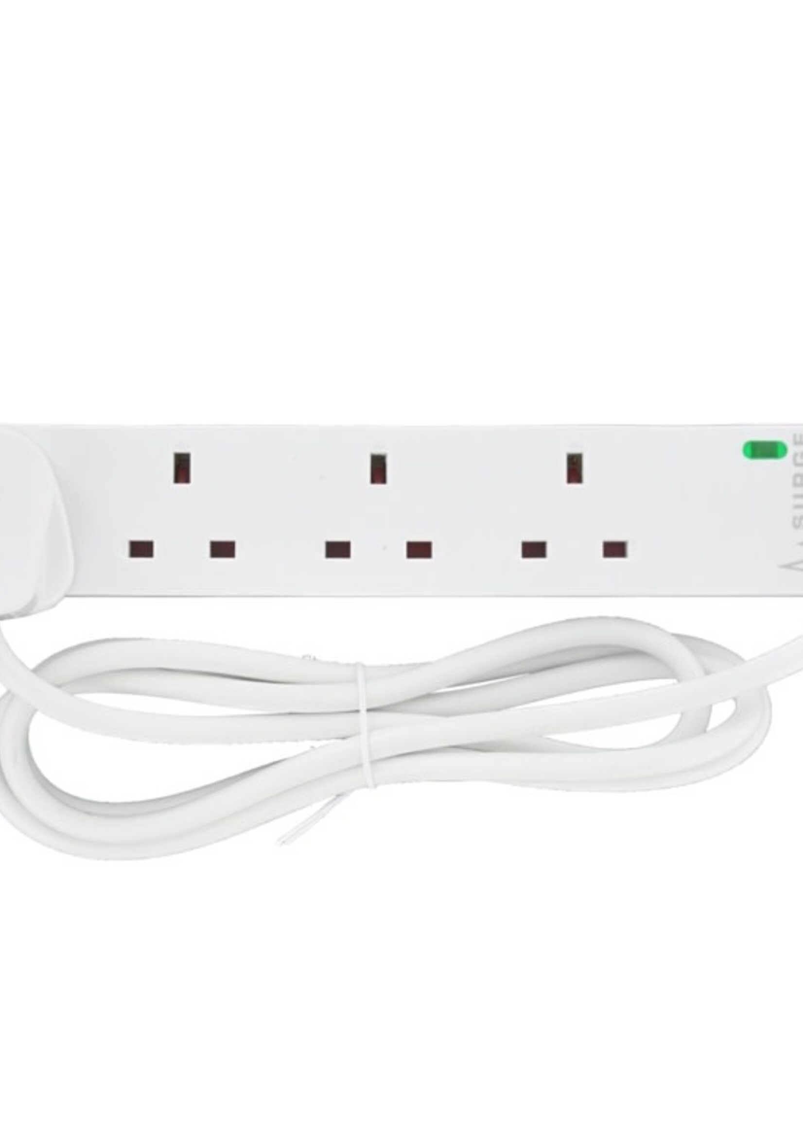 Pro-Elec Extension Lead Surge Protected 4 Gang 13A 2m White - Clock’s ...