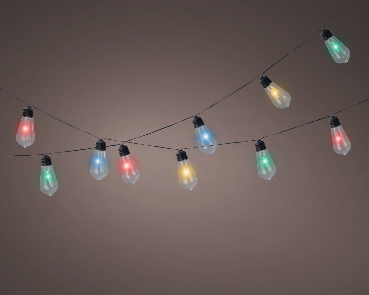 Lumineo Solar Multi Coloured String Garden 10 LED Lights - Clock’s Home ...
