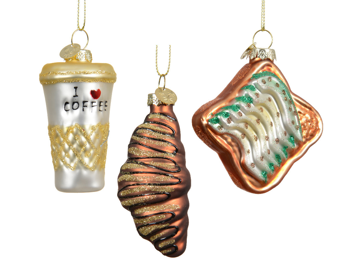 Food Bauble Mixed Pack - Coffee, Croissant, Avocado Toast - Clock’s ...