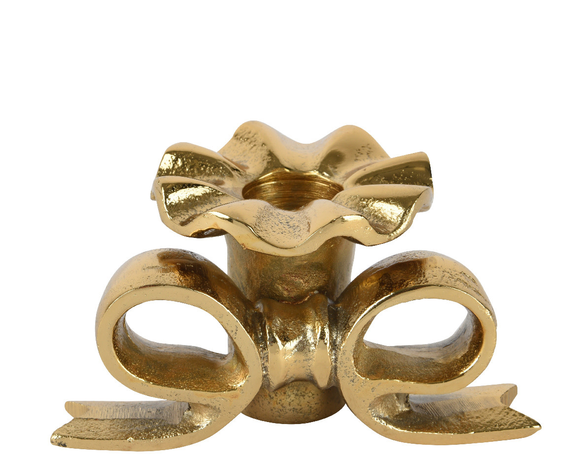 Gold Bow Dinner Candle Holder - Clock’s Home and Garden