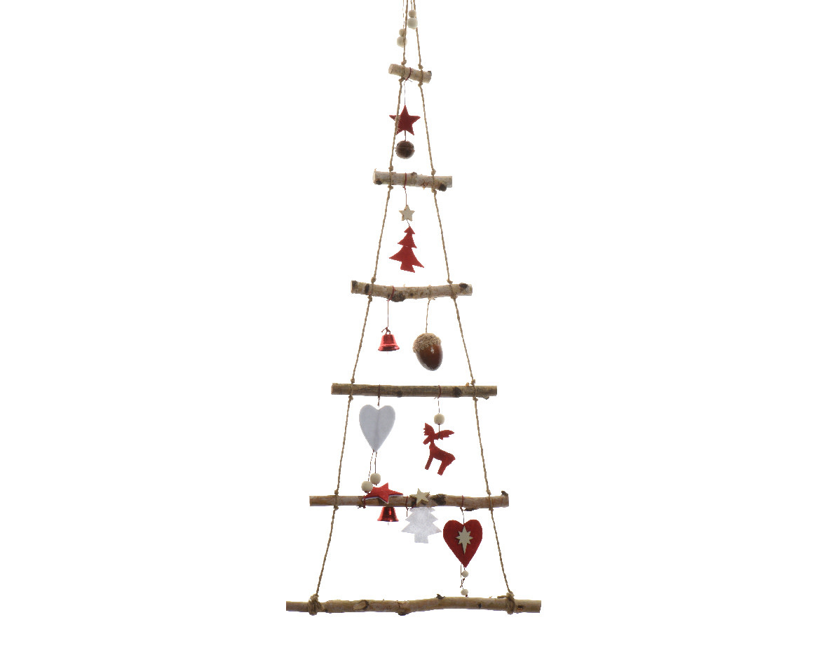 Hanging Tree Branch With Red Decorations 100cm - Clock’s Home and Garden
