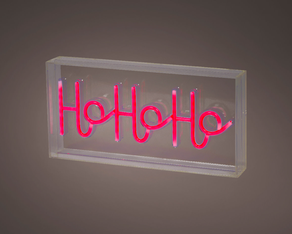 HO HO HO Neon Light Up Sign - Usb Indoor - Clock’s Home and Garden