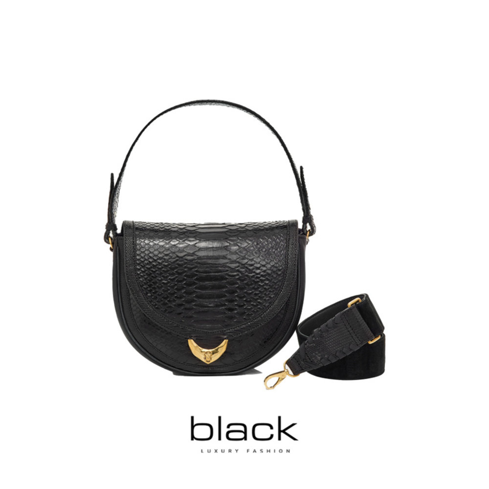 CV Sac Python Victoria Noir + Bandouliere - taile:2 - Black Luxury Fashion