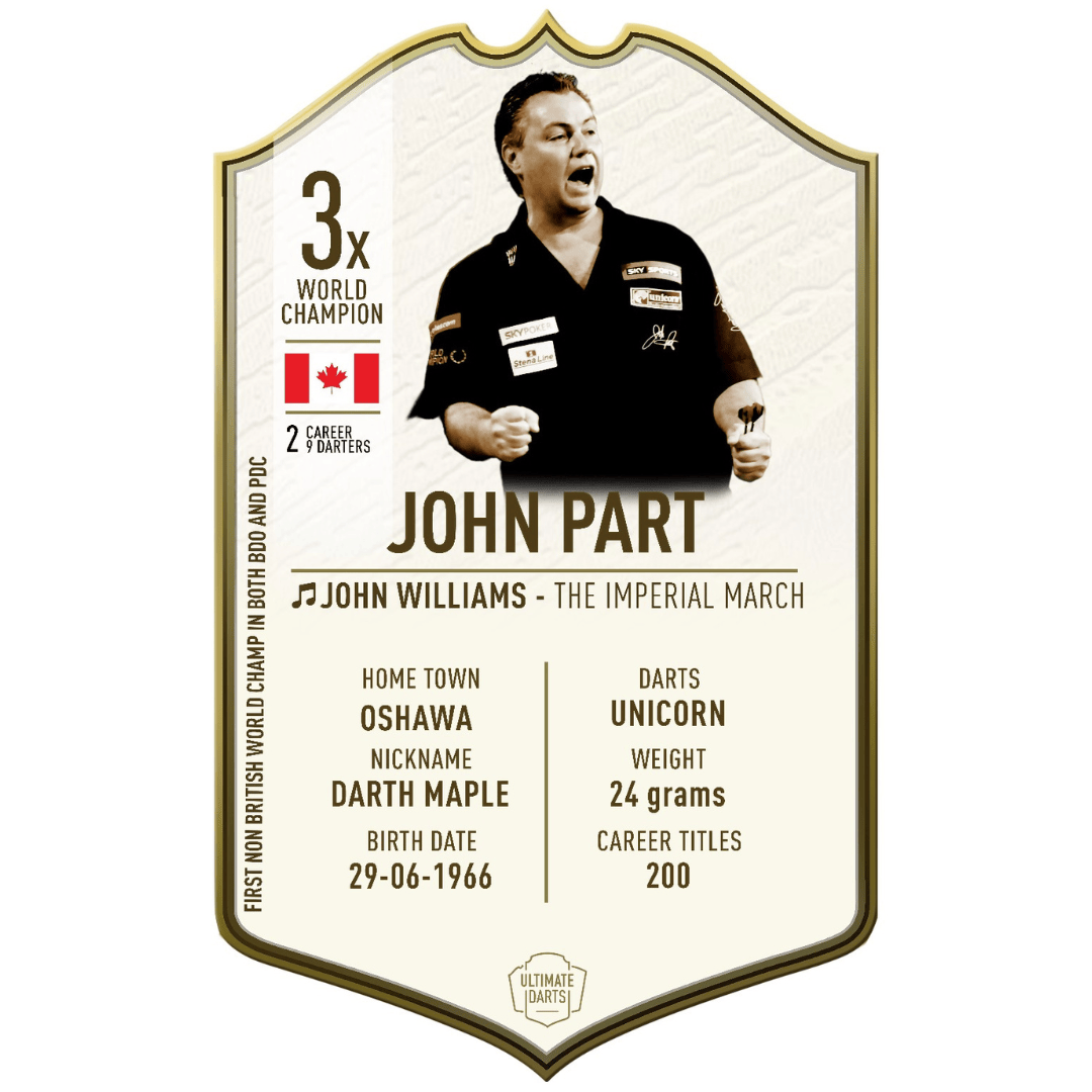 Ultimate Darts Card Immortals John Part - Dartshopper.fr