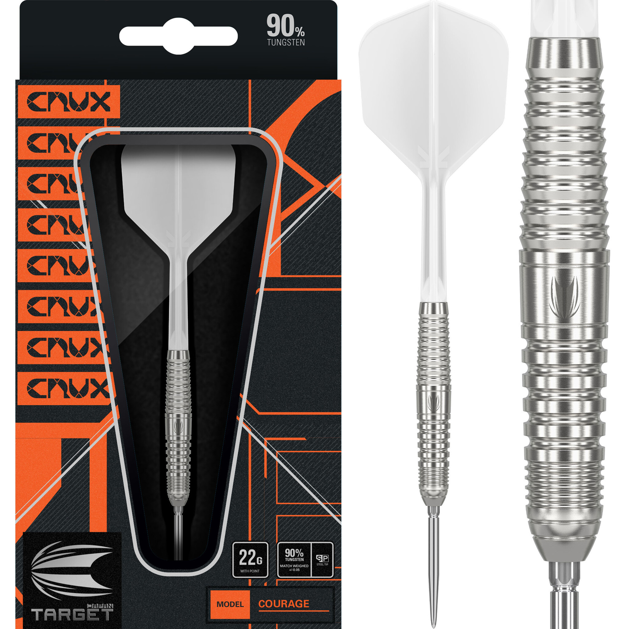 Target Crux Jpn Courage Swiss Point 90% - Fléchettes pointe Acier ...