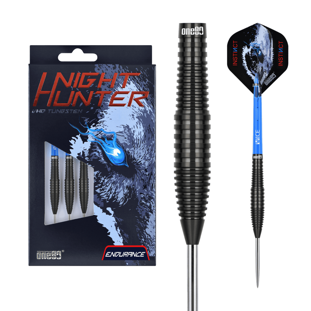 ONE80 Night Hunter Endurance 90% - Fléchettes pointe Acier - Dartshopper.fr