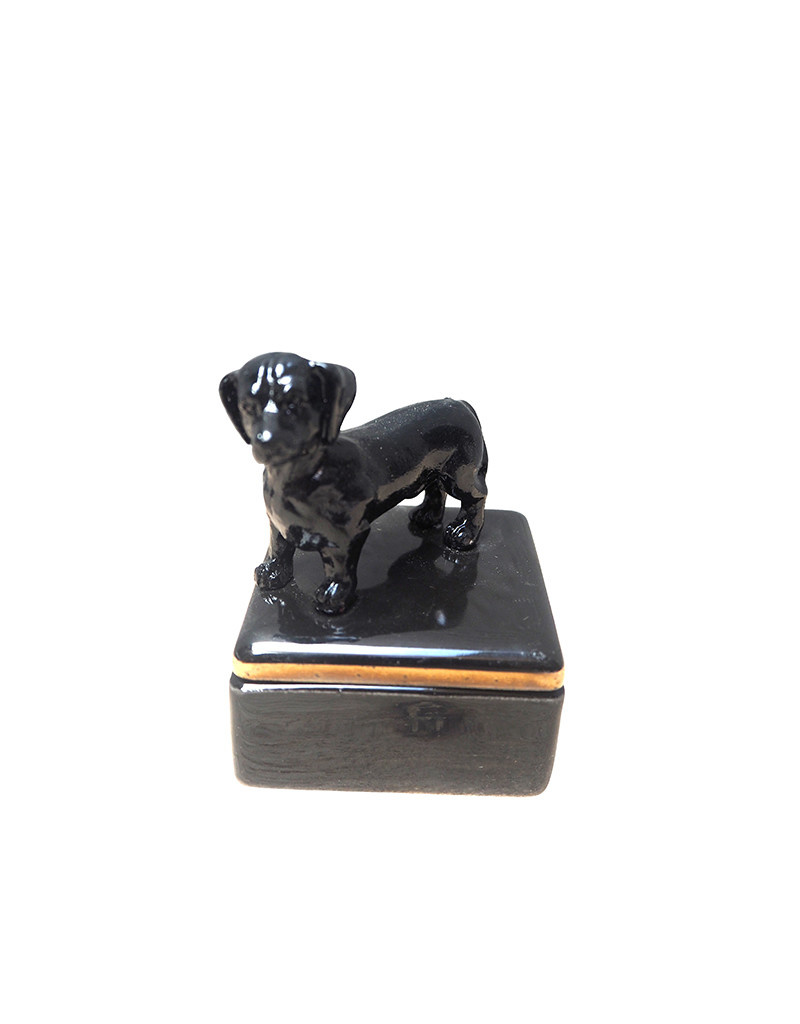 Mini black ceramic box with dog - Curiosa Cabinet