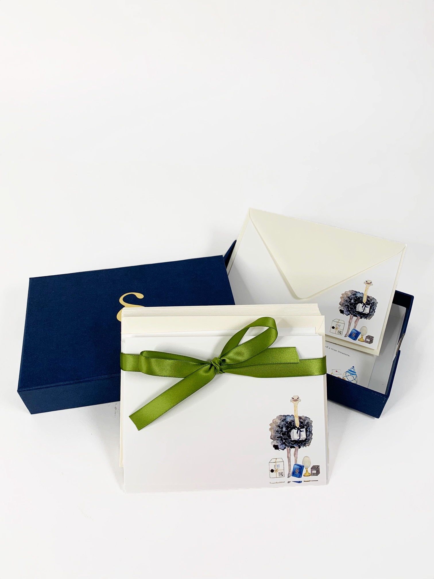 Stationery Stories Monogrammed stationery set - Ostrich - Curiosa Cabinet