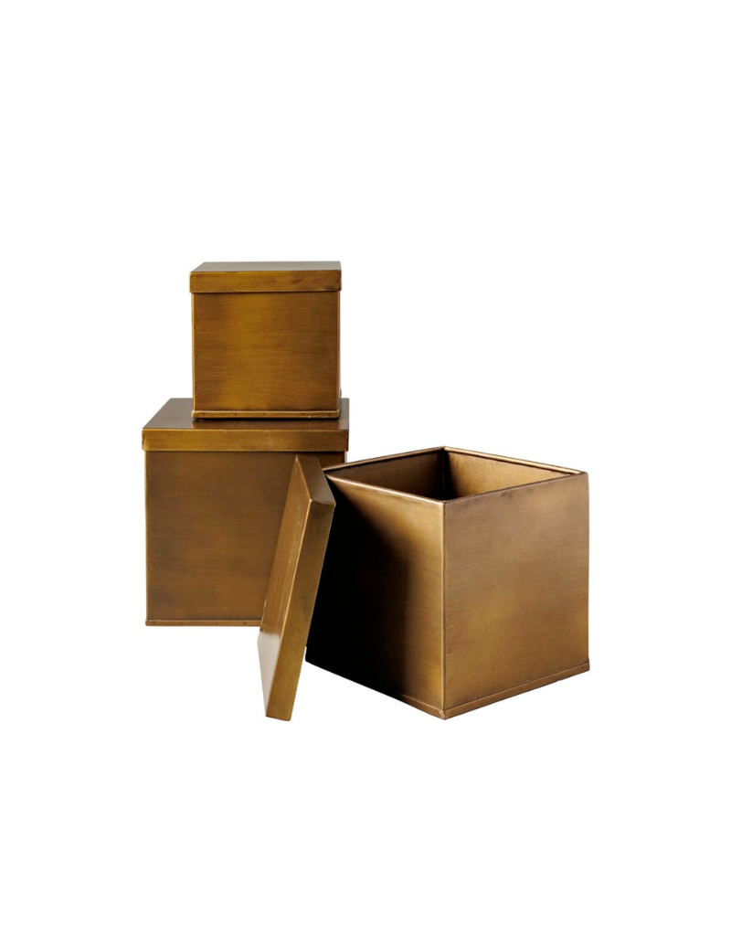 Set of three bronze square boxes - Curiosa Cabinet