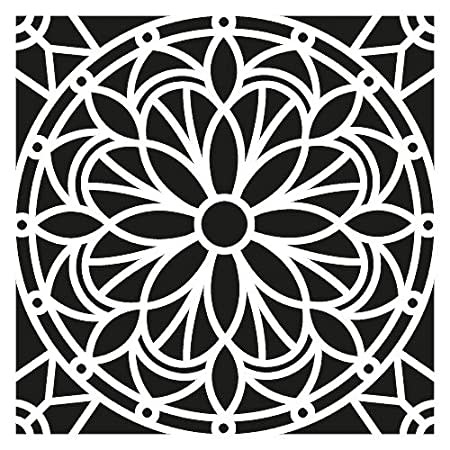Stencil Stained Glass Flower Groot - Textiellab-040