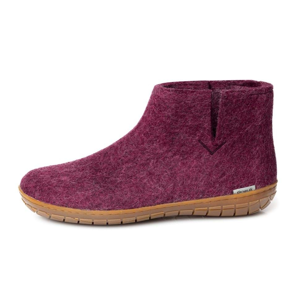 Glerups Glerups wollen sloffen pantoffels * Laarsje Cranberry RUBBER honey*