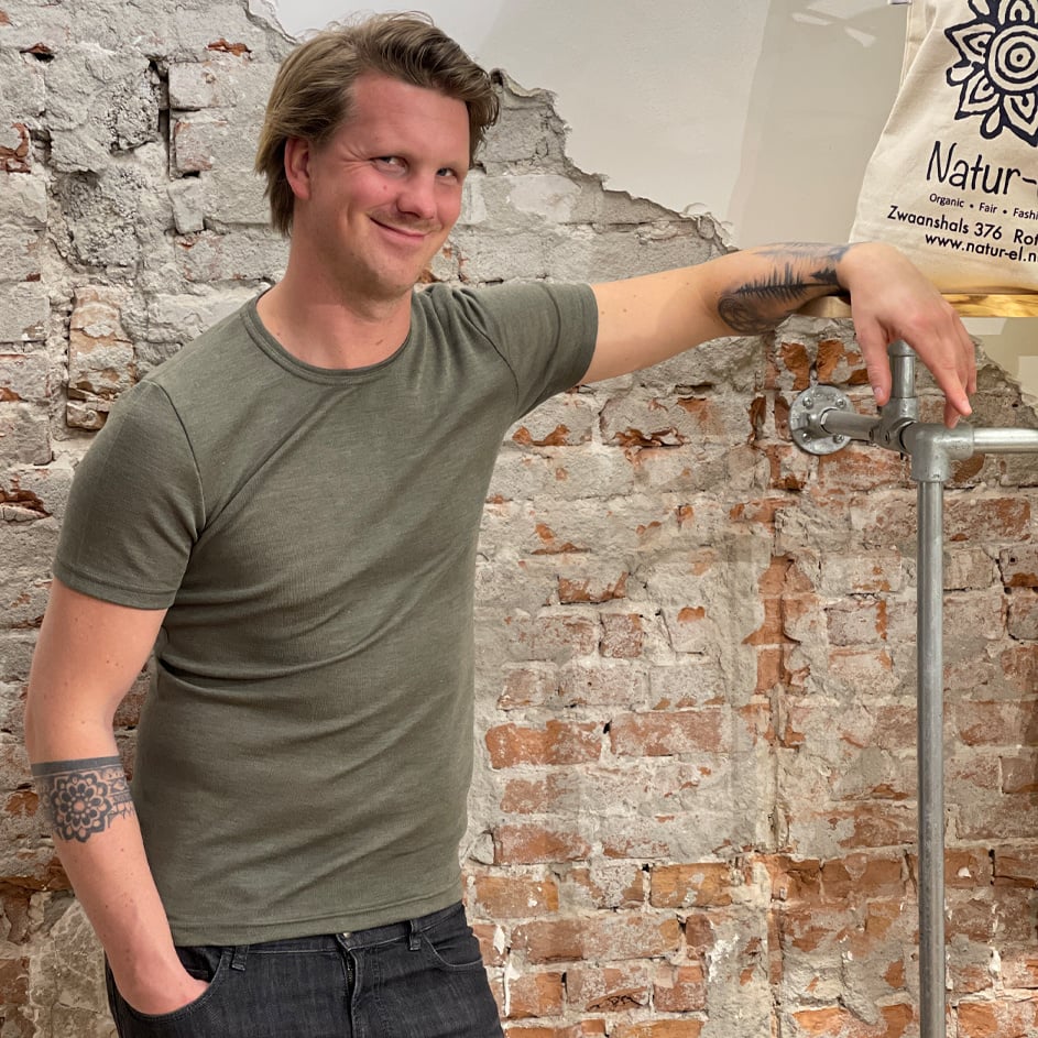 ENGEL Wol zijde shirt korte mouw heren ondergoed OLIJF | Natur-el ...