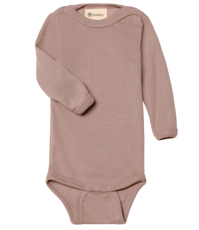 ENGEL baby romper wol zijde LANGE MOUW effen DUSTY ROSE | Natur-el ...