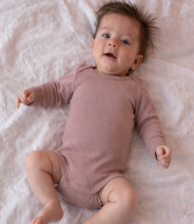 ENGEL baby romper wol zijde LANGE MOUW effen DUSTY ROSE | Natur-el ...