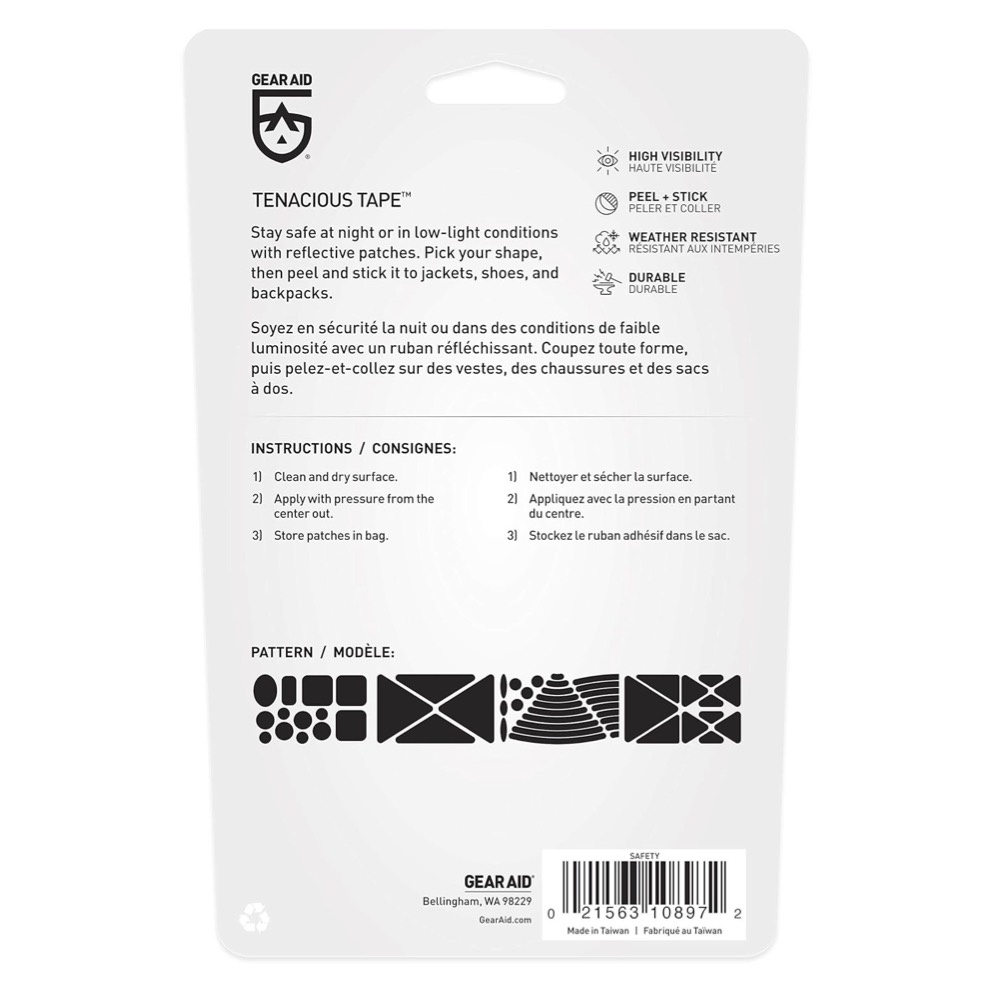 Gear Aid Tenacious Tape Reflective Patches - Outdoor Life Singapore