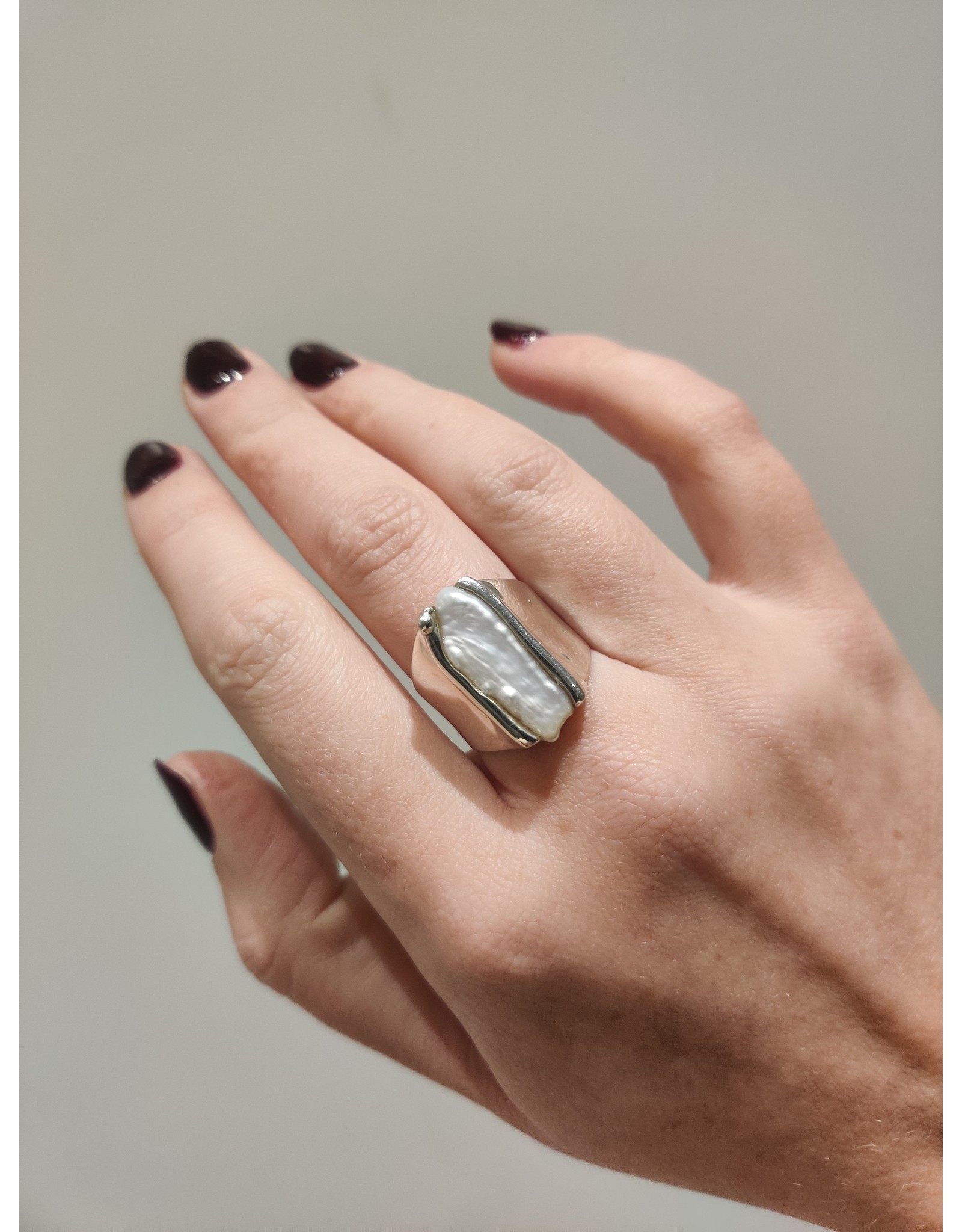 Ring platte parel midi - Kwesto