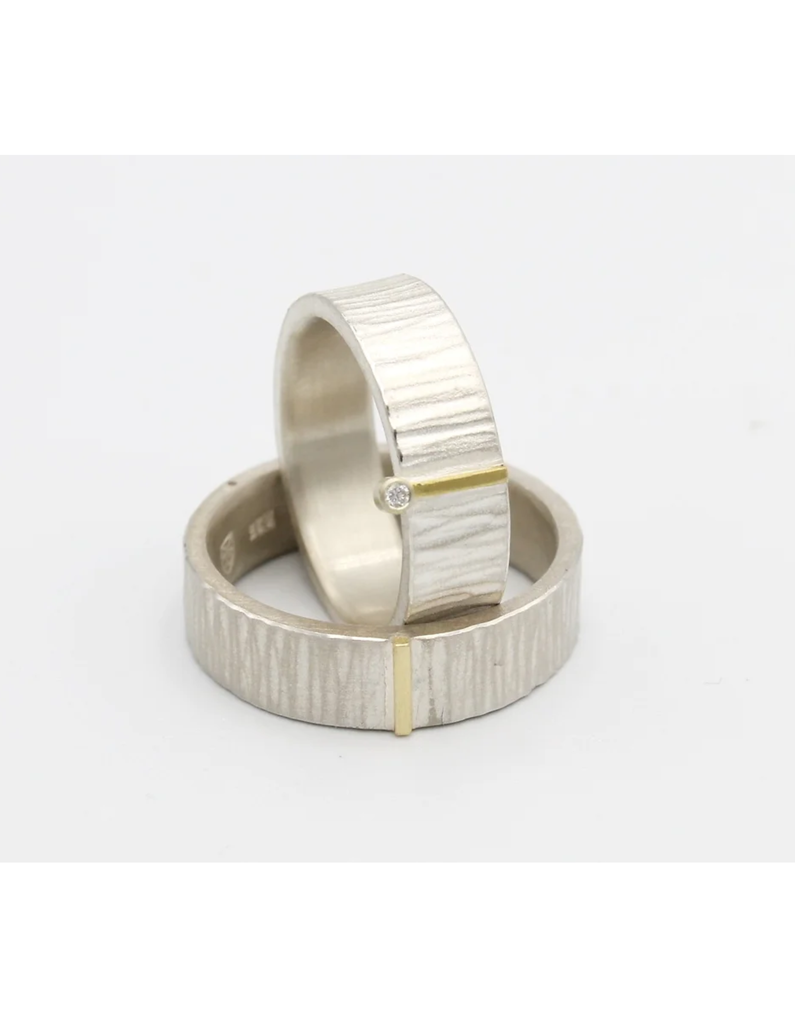 Ring Goudplaat Diamant Gehamerd Kwesto