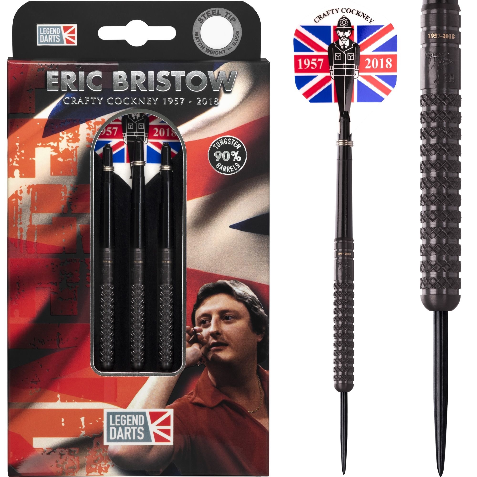 Eric Bristow Crafty Cockney 90% Black Knurled - Dartshopper.it