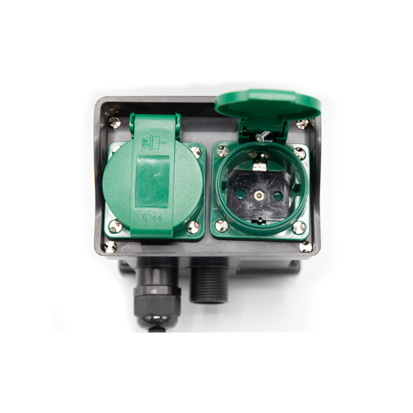 Dual garden socket with ground stake and 10 meter cord