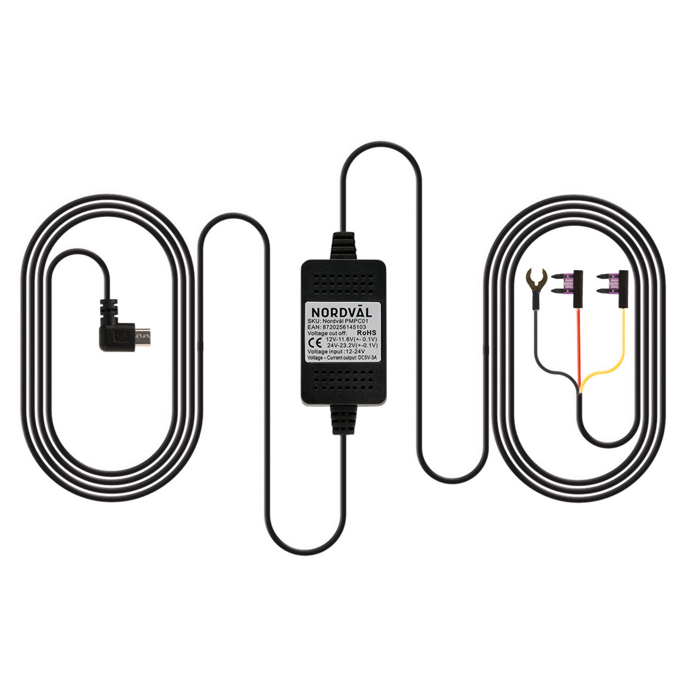 Nordväl PMPC02 Hardwire kit Micro USB 3-wire - Dashcamdeal | Europe's ...