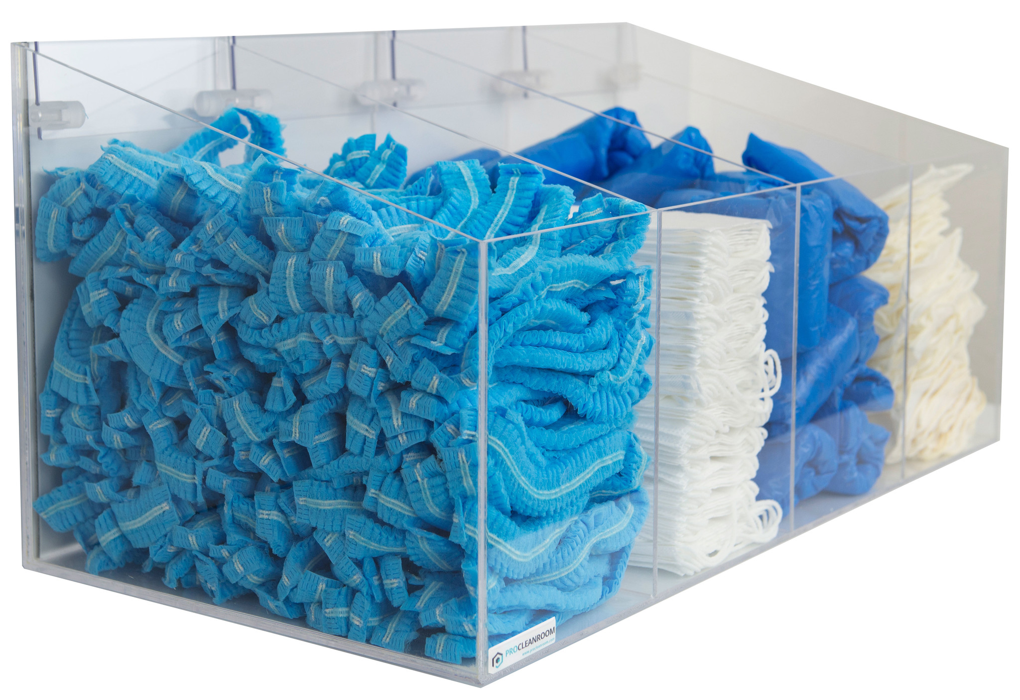 Cleanroom dispenser voor consumables met 4 vakken - ProCleanroom