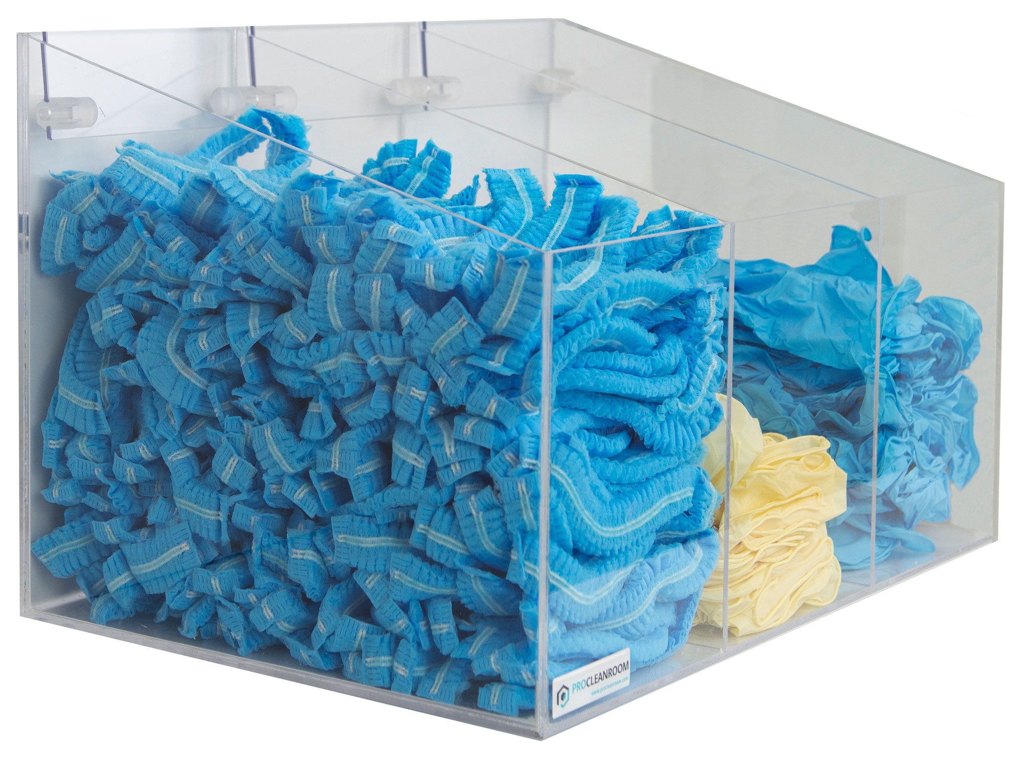 Cleanroom dispenser voor consumables met 3 vakken - ProCleanroom