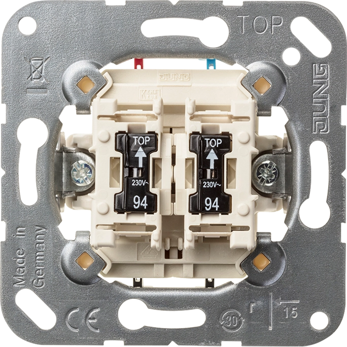 JUNG Doppel-Wippschalter mit Kontrollleuchte mechanischer Verriegelung ...