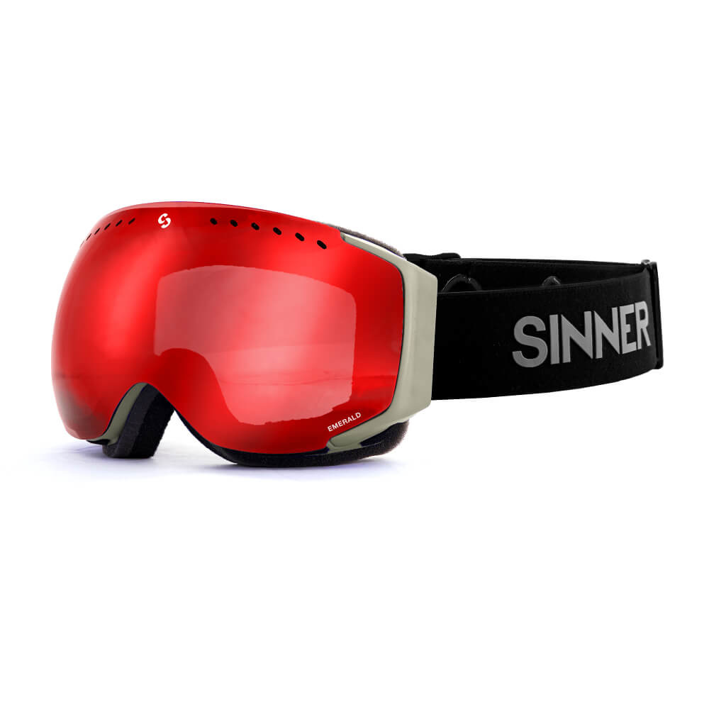 Sinner Emerald Skibril | Matte Light Grey| Double Full Red Mirror Vent ...