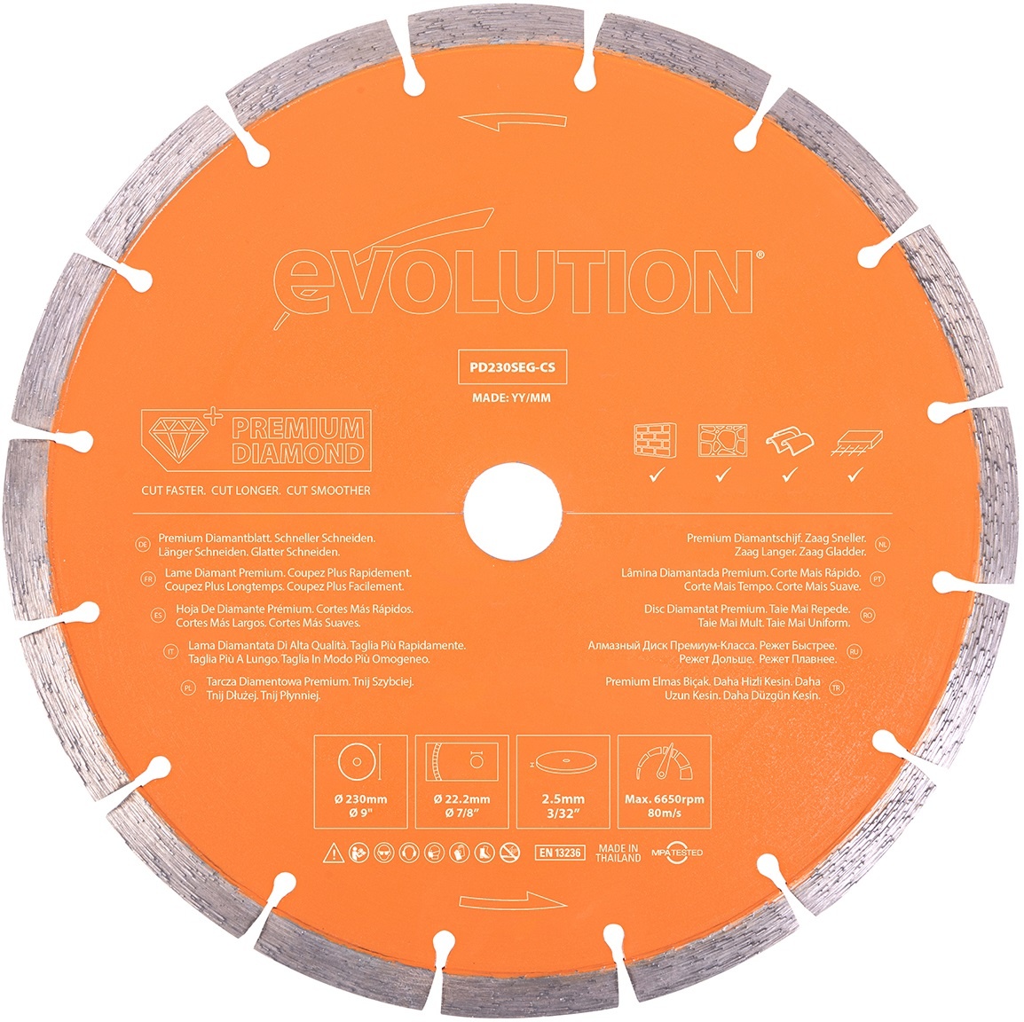 PREMIUM DIAMOND BLADE 230 MM FOR DISC CUTTERS - Evolution Power Tools ...