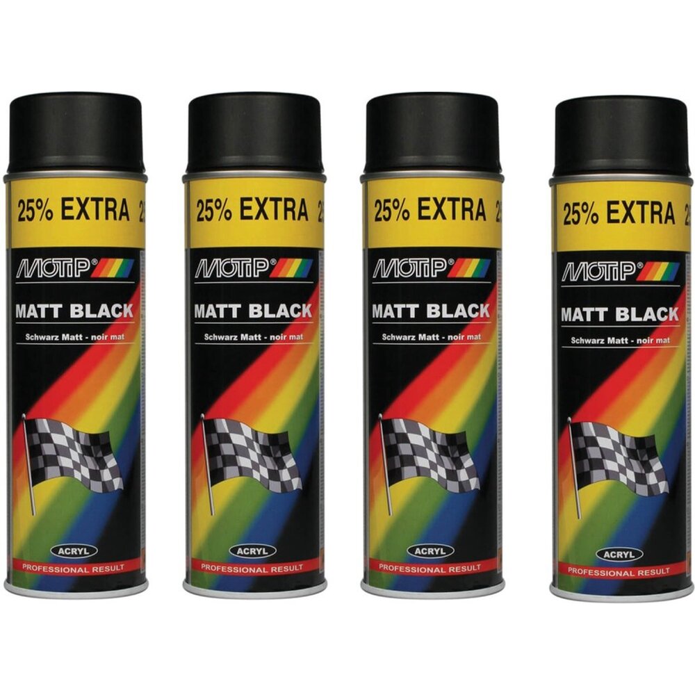 Motip paint 4 pieces spray paint Matt black fast drying 500 mL for met ...