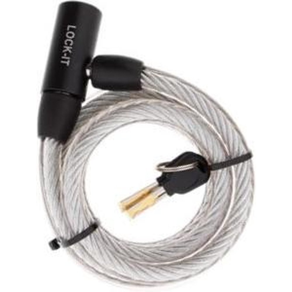 Cable lock with 12 mm thick including 2 keys /Grey - Discountershop.nl
