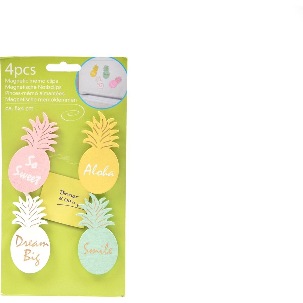 Memo magnet clips 8x4cm 4 pcs - Magnetic memo clips - 4x pcs magnets ...