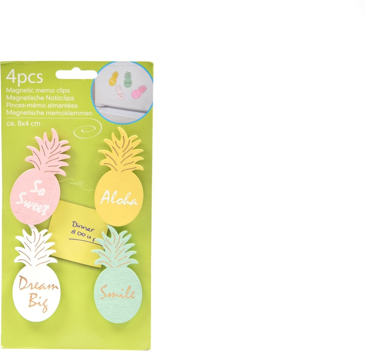 Memo magnet clips 8x4cm 4 pcs - Magnetic memo clips - 4x pcs magnets ...