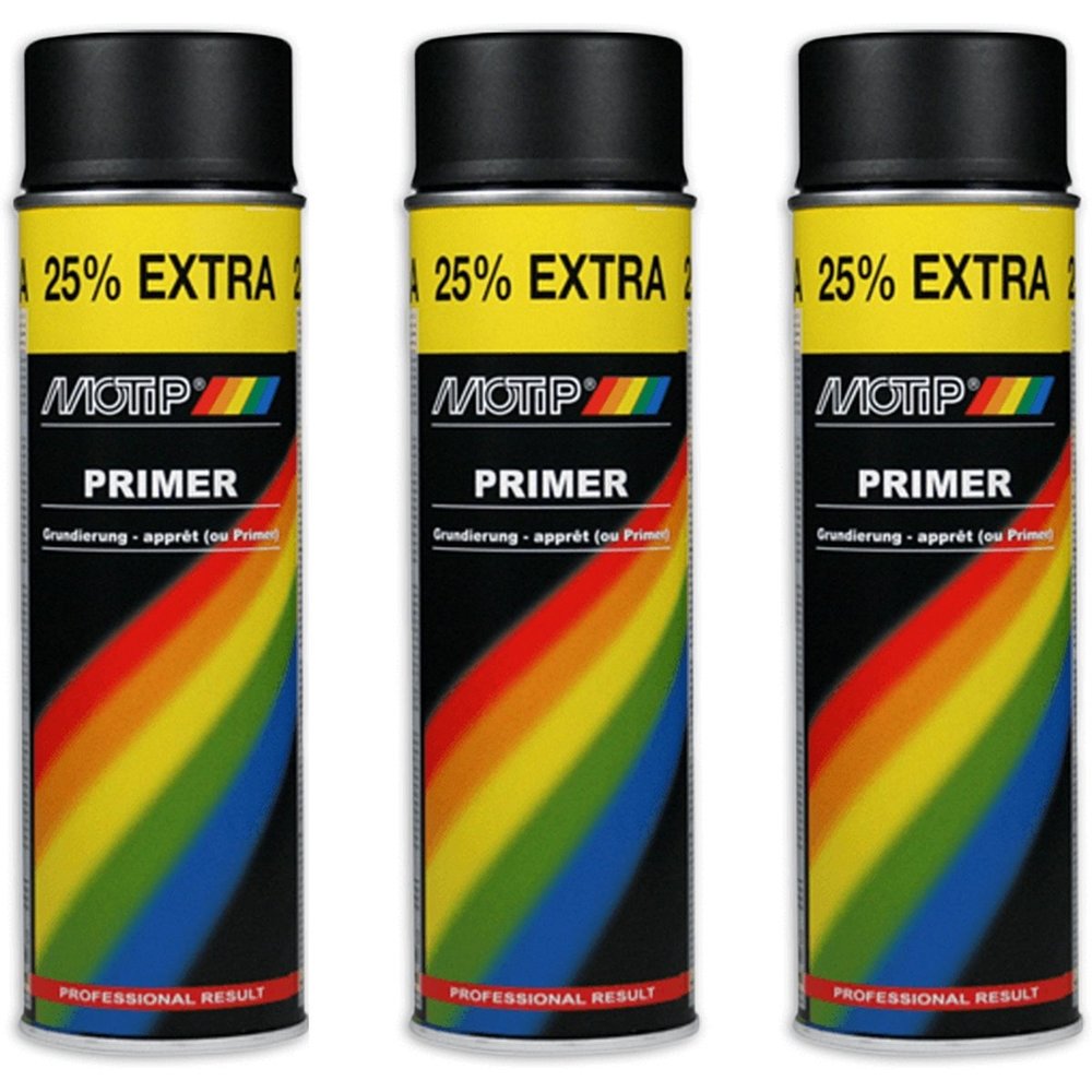 Motip verf 3 stuks spuitverf primer zwart sneldrogend 500 mL voor met ...