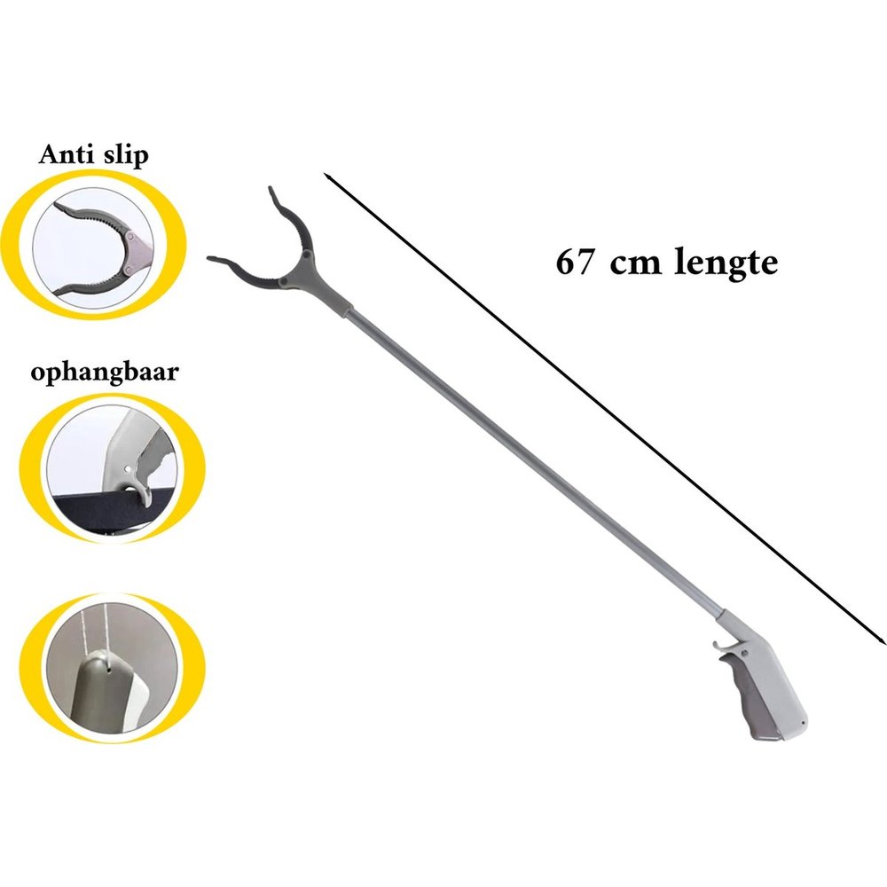Grabber Stick Rubbish Picker - 67 cm - Grey - Discountershop.nl