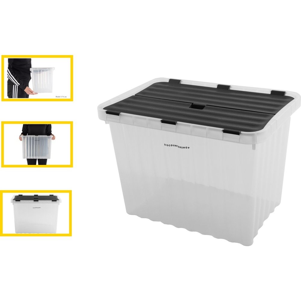 Storage Box with Lid 15L - Plastic - 39x26x26 cm - Transparent ...