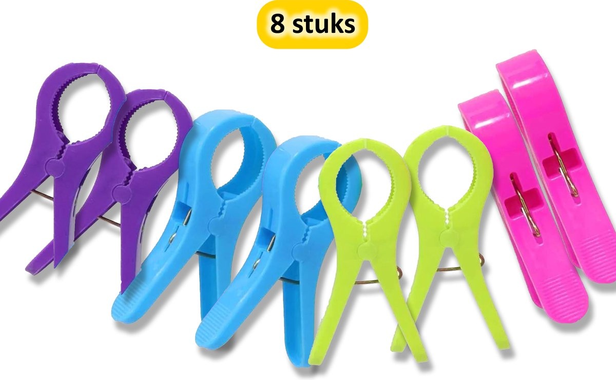 Handige Set van 8 Grote Plastic Badlaken Knijpers - Strandlaken knijpe ...