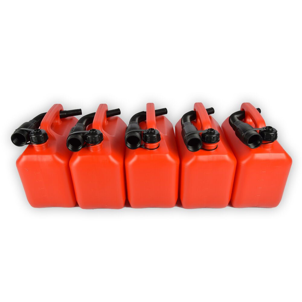 5x | Jerrykan | met trechter | Rood | Polyethylene |5 liter ...