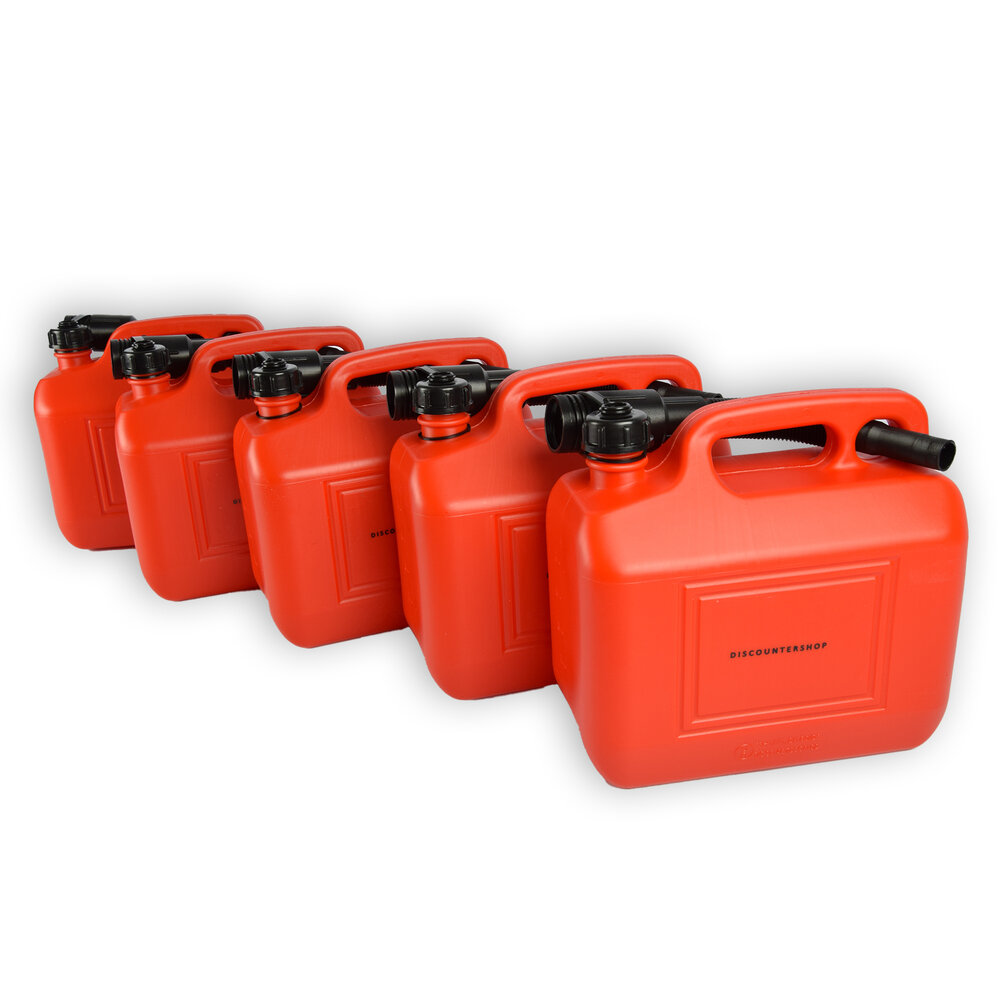 5x | Jerrykan | met trechter | Rood | Polyethylene |5 liter ...