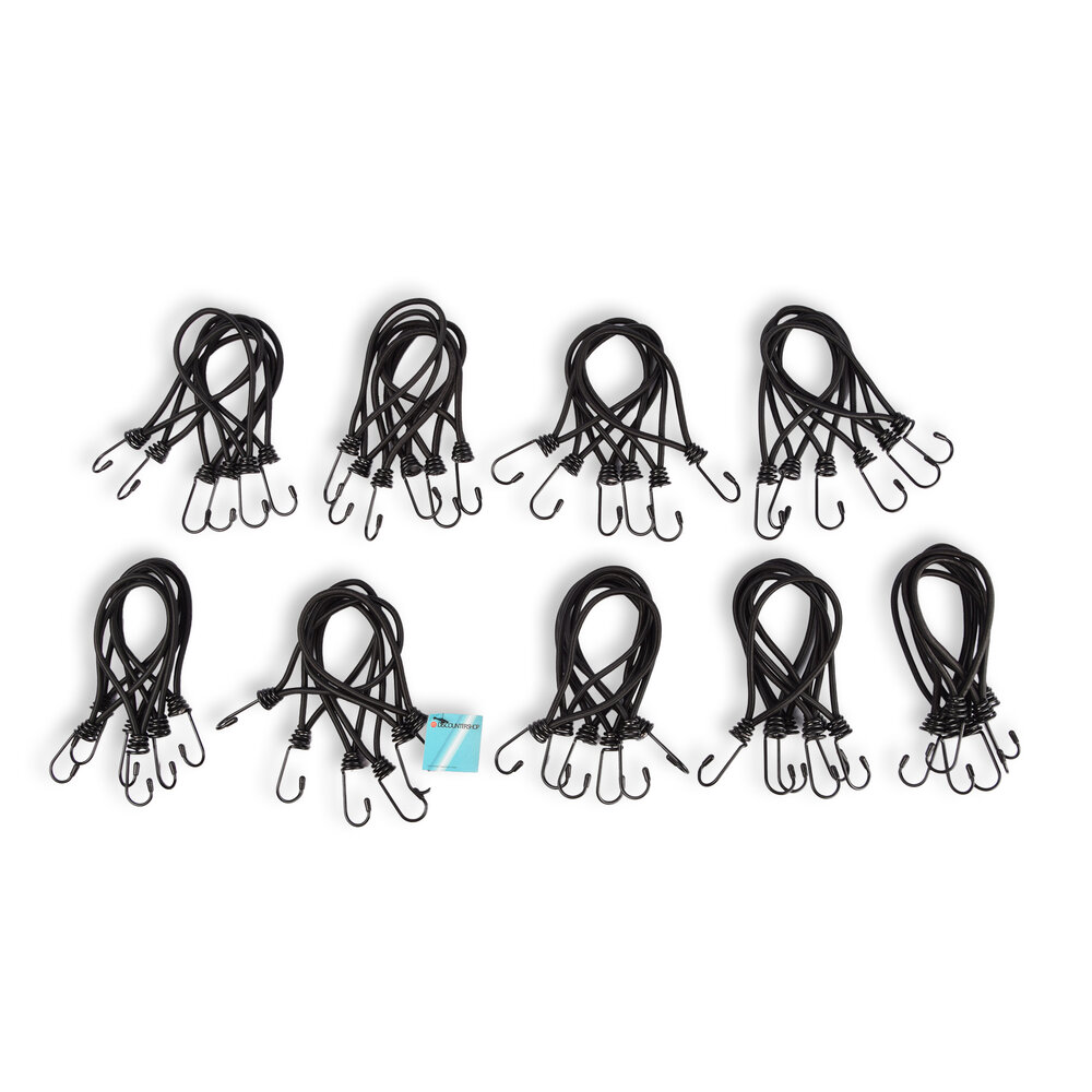 54 stuks | Spanelastiek met haak | zwart | 20cm length - Discountershop.nl