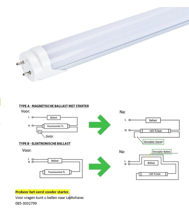 TL LED Buis Blauw - 24 Watt - 150 cm - Ledtohave