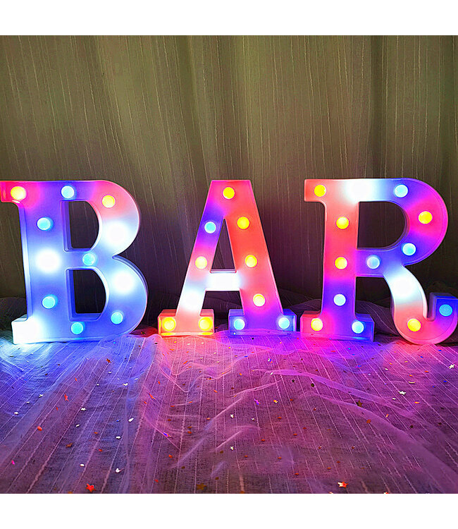 Lichtgevende Letters BAR - 22 cm - RGB Met Afstandsbediening - Ledtohave