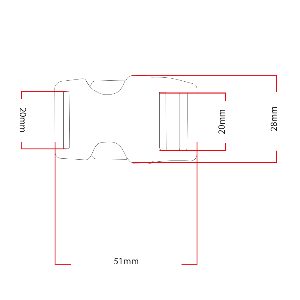 POM Buckle 20MM Schwarz - 123Paracord
