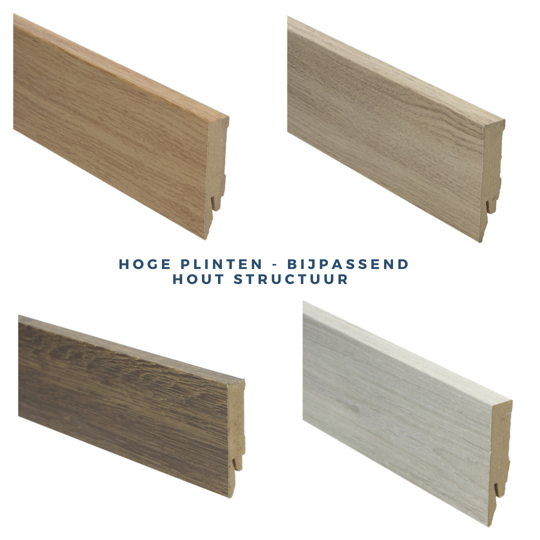 MDF Folieplint 70×14 mm – Houtstructuur | Op kleur geleverd - Kurk24
