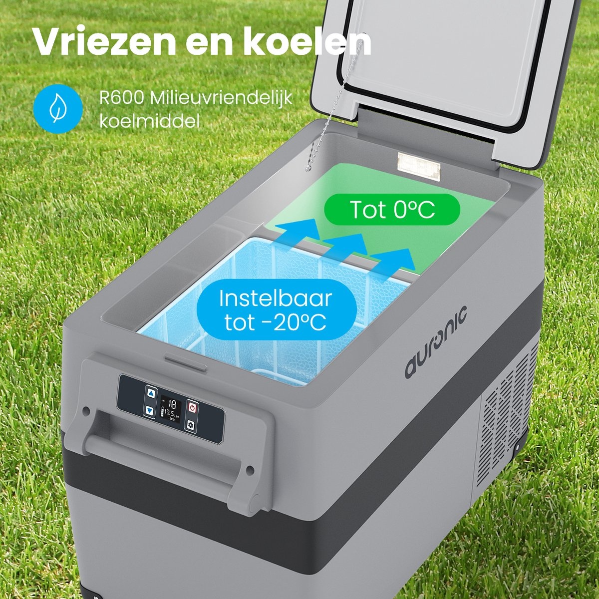 Koop Tweedekans Auronic Elektrische Compressor Koelbox - Coolbox - 40.5L - 12V en 240V - Grijs ...