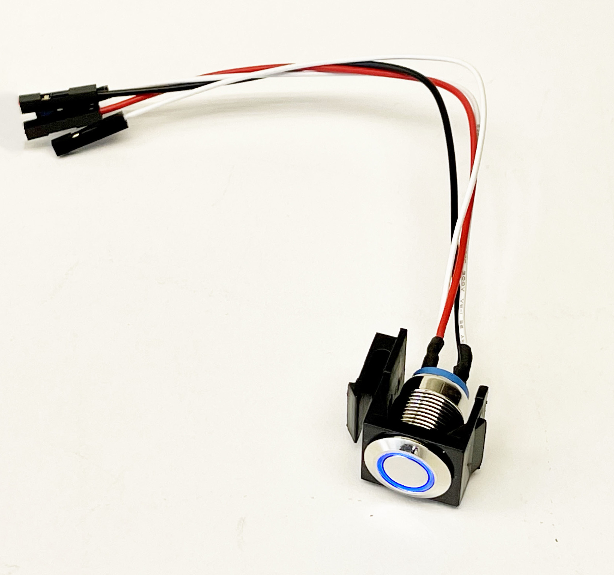 Snap-in momentary push button switch with a blue LED ring 3-9V ...