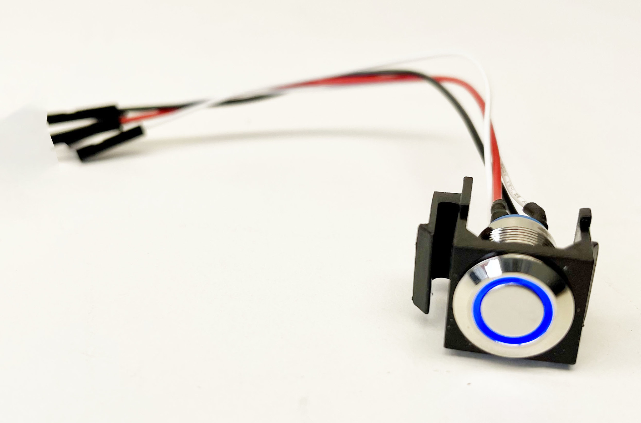 Snap-in momentary push button switch with a blue LED ring 3-9V ...