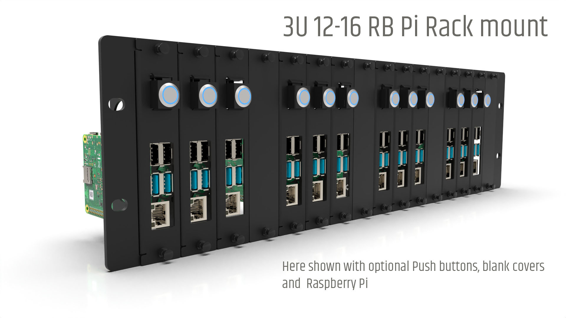19 inch rack mount 3U for 12-16x RASPBERRY Pi - Pi FRONT REMOVABLE ...